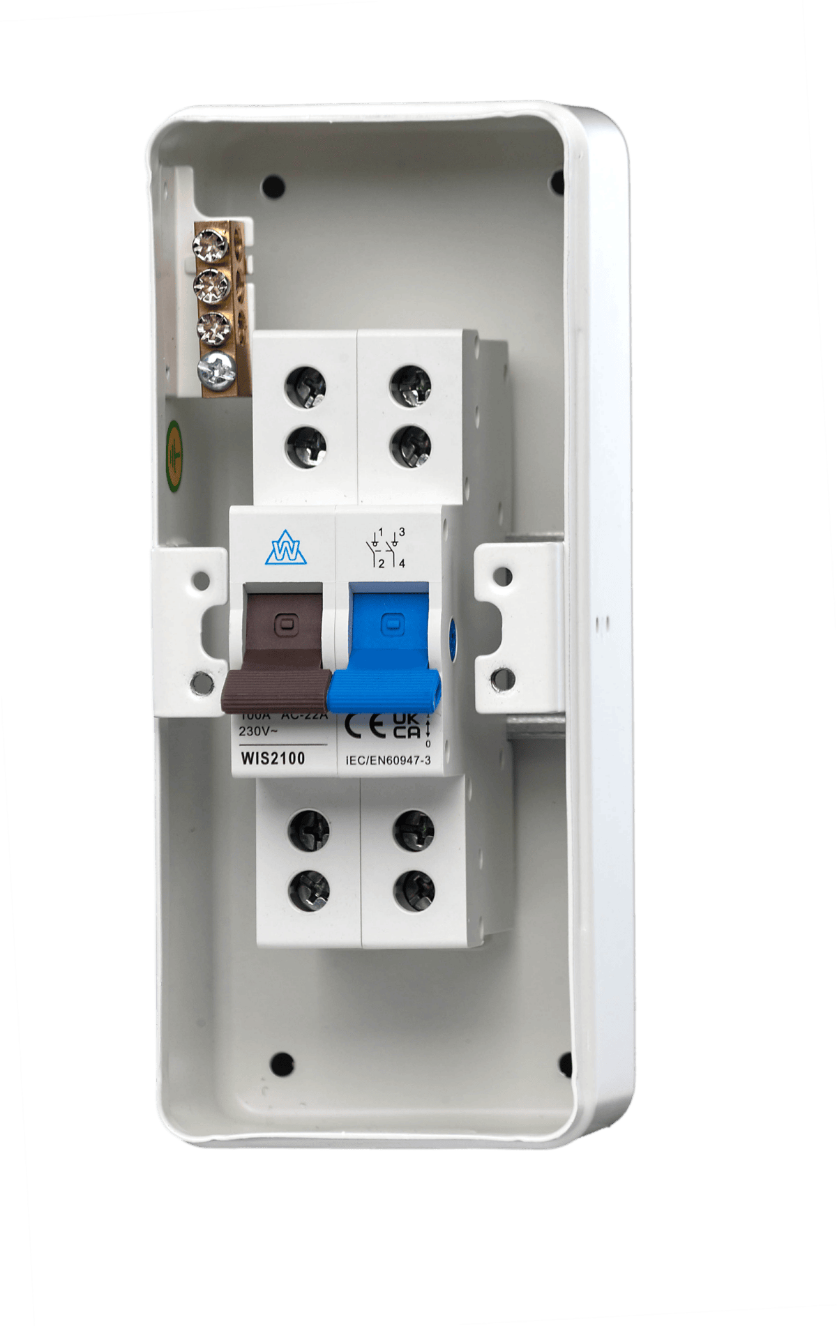 WCED 2 Pole Metal Meter Isolator. MEC2100 – UK EV Installers Shop