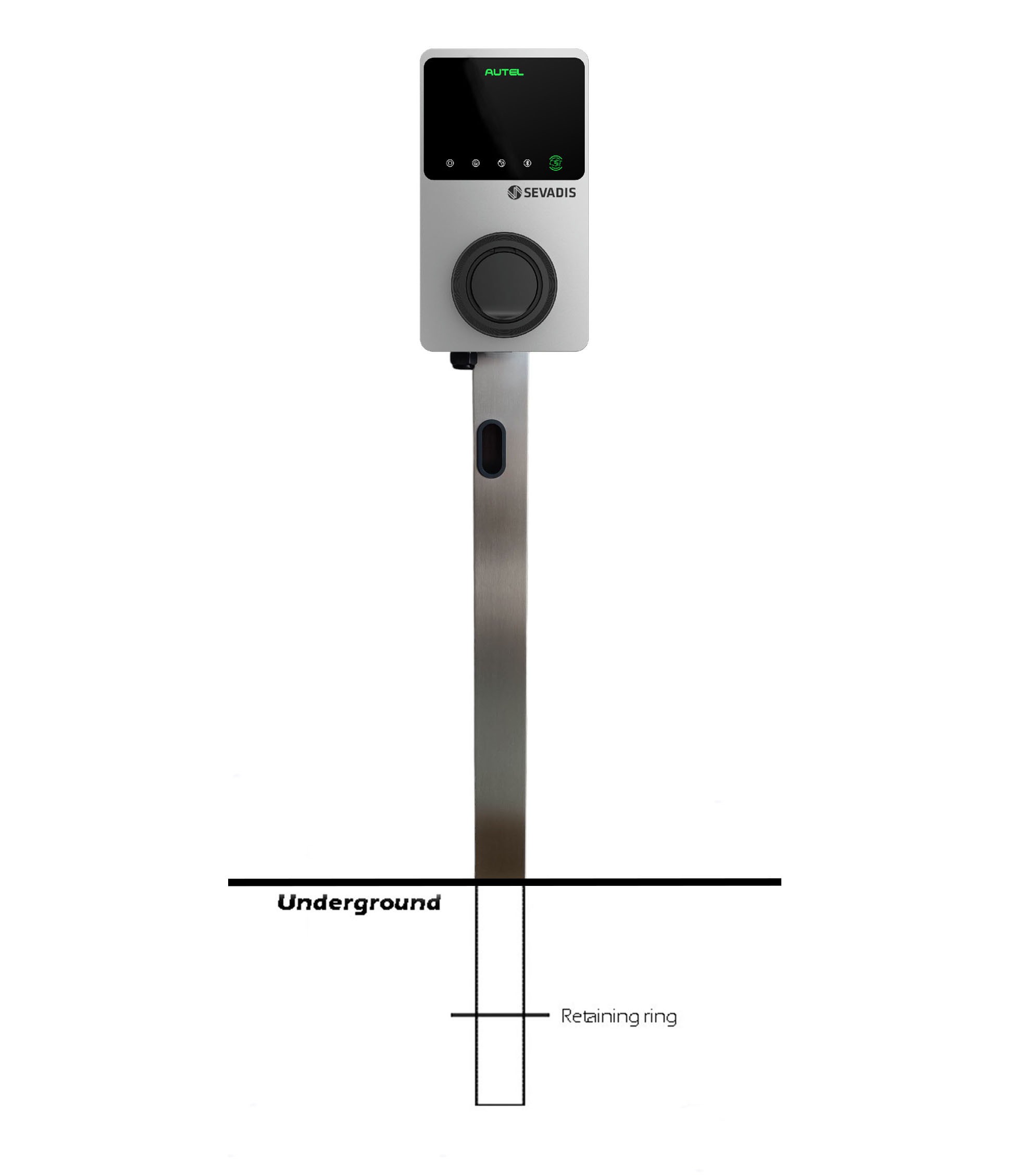 Sevadis/ Autel square post, rooted base – UK EV Installers Shop