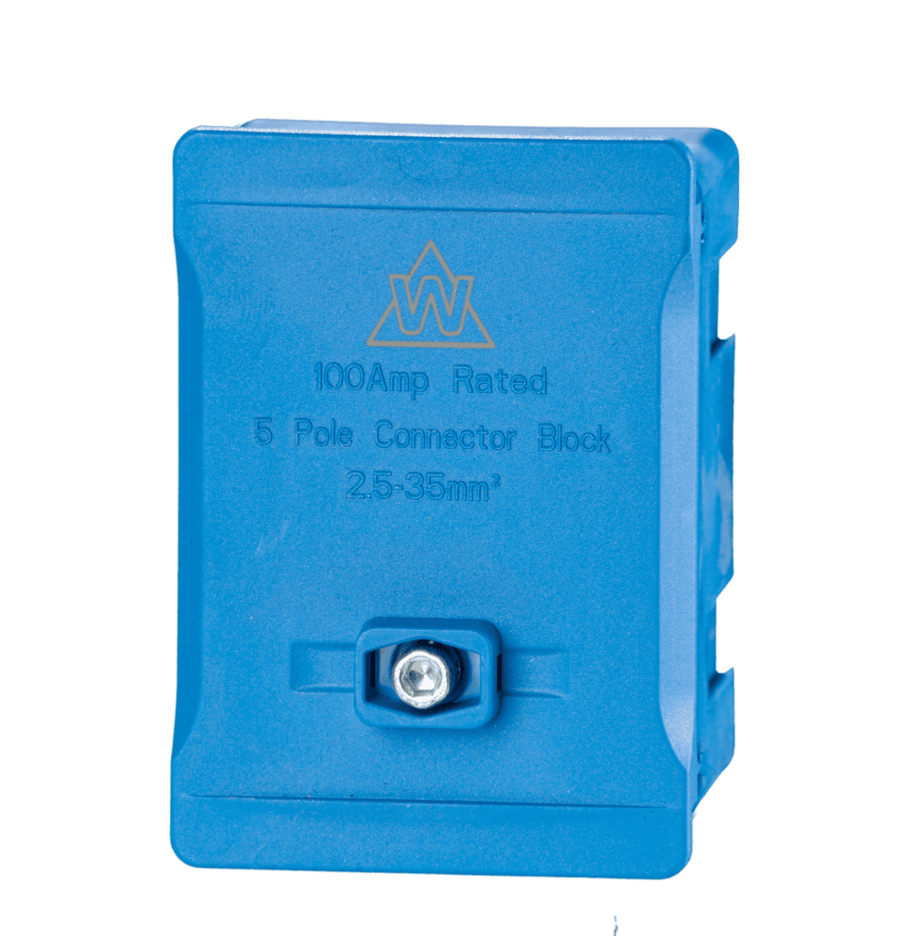 WCED Single Pole 100A terminal block (blue). WTB5-BL – UK EV Installers ...