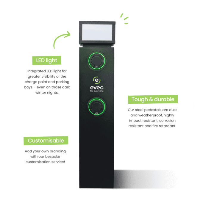 EVEC 7.4KW SINGLE SOCKET PEDESTAL CHARGER, TYPE 2, SINGLE PHASE + 4G ...