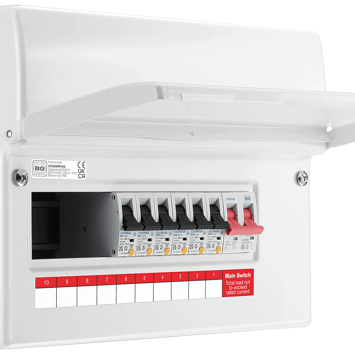 6 way BG Main Switch + RCBO Consumer Unit – UK EV Installers Shop
