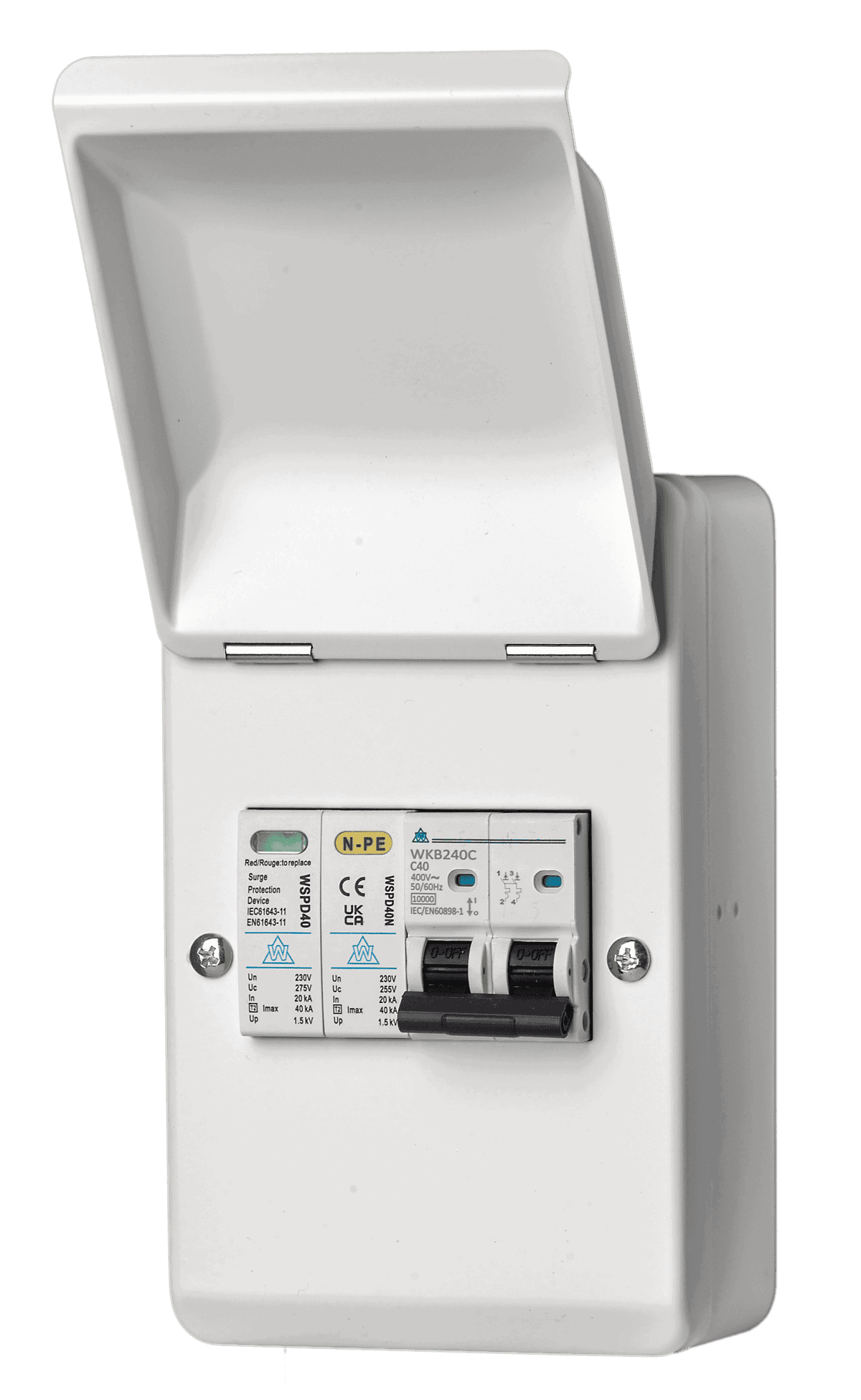 WCED 2 Module MCB (40C) Plus Surge Protection, in 4 Way Metal Box ...