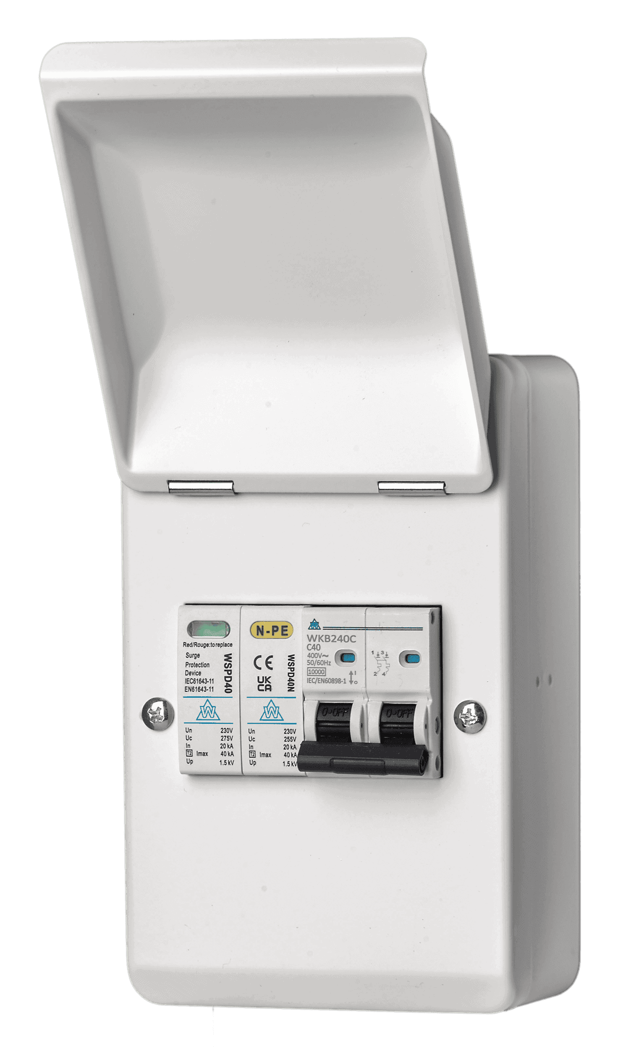 WCED 2 Module MCB (40C) Plus Surge Protection, in 4 Way Metal Box ...