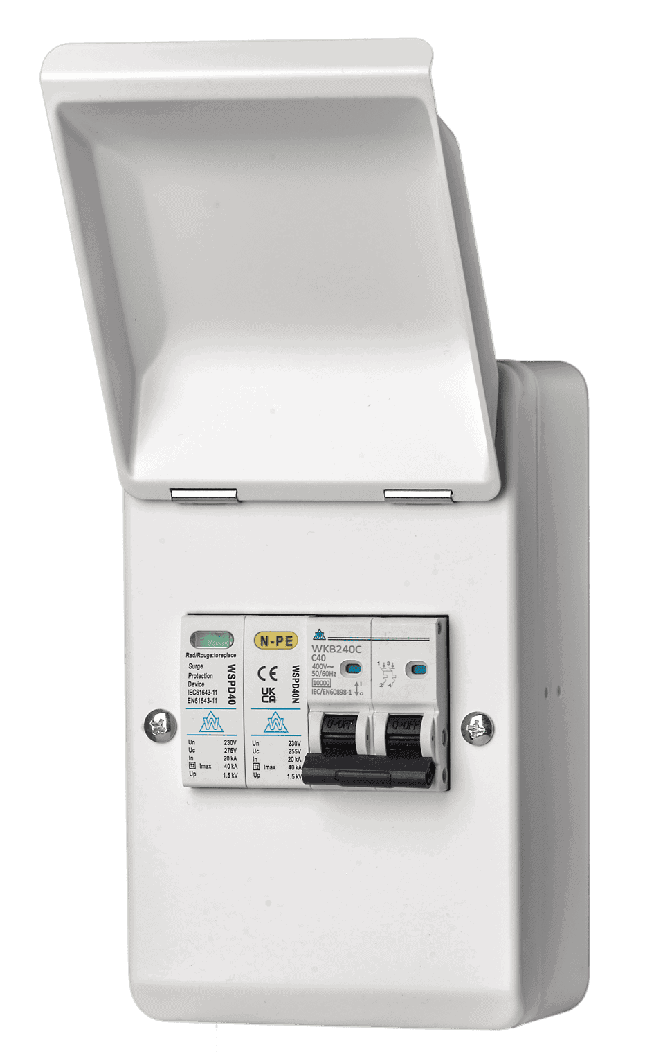 WCED 2 Module MCB (40C) Plus Surge Protection, in 4 Way Metal Box ...