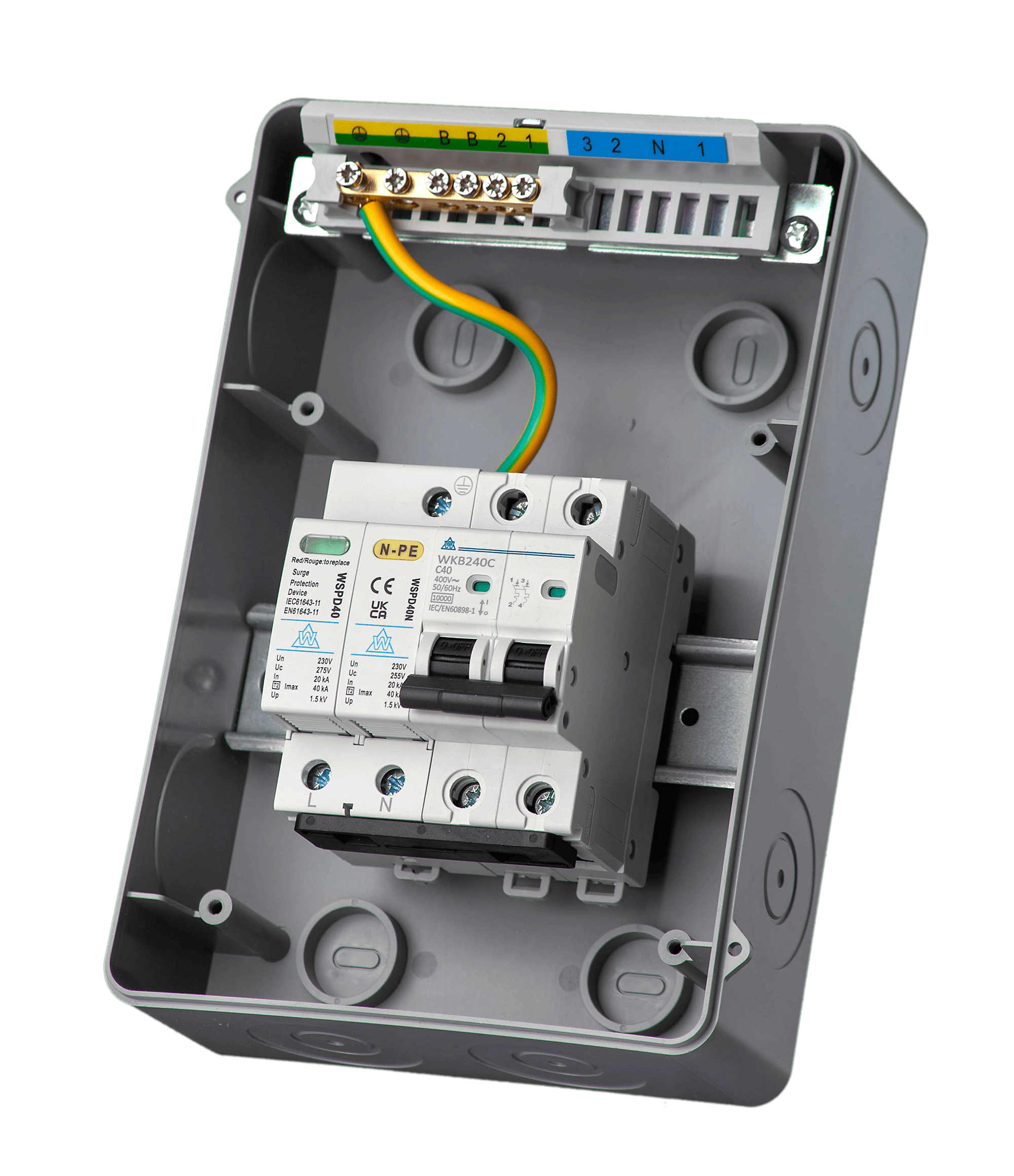 WCED 2 Module MCB Plus Surge Protection, in 4 way IP65 enclosure ...