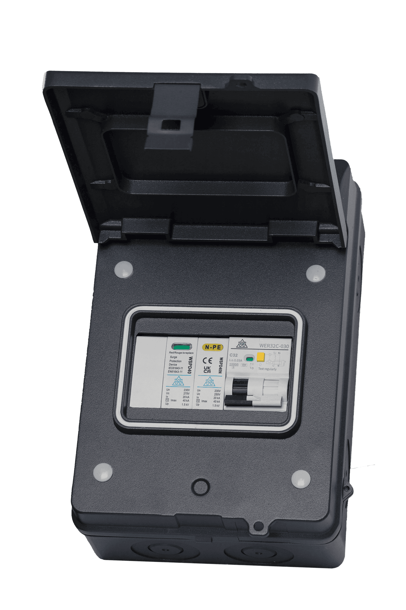 WCED IP65 Metal A Type 40A B curve RCBO EV Protection Unit + Surge ...