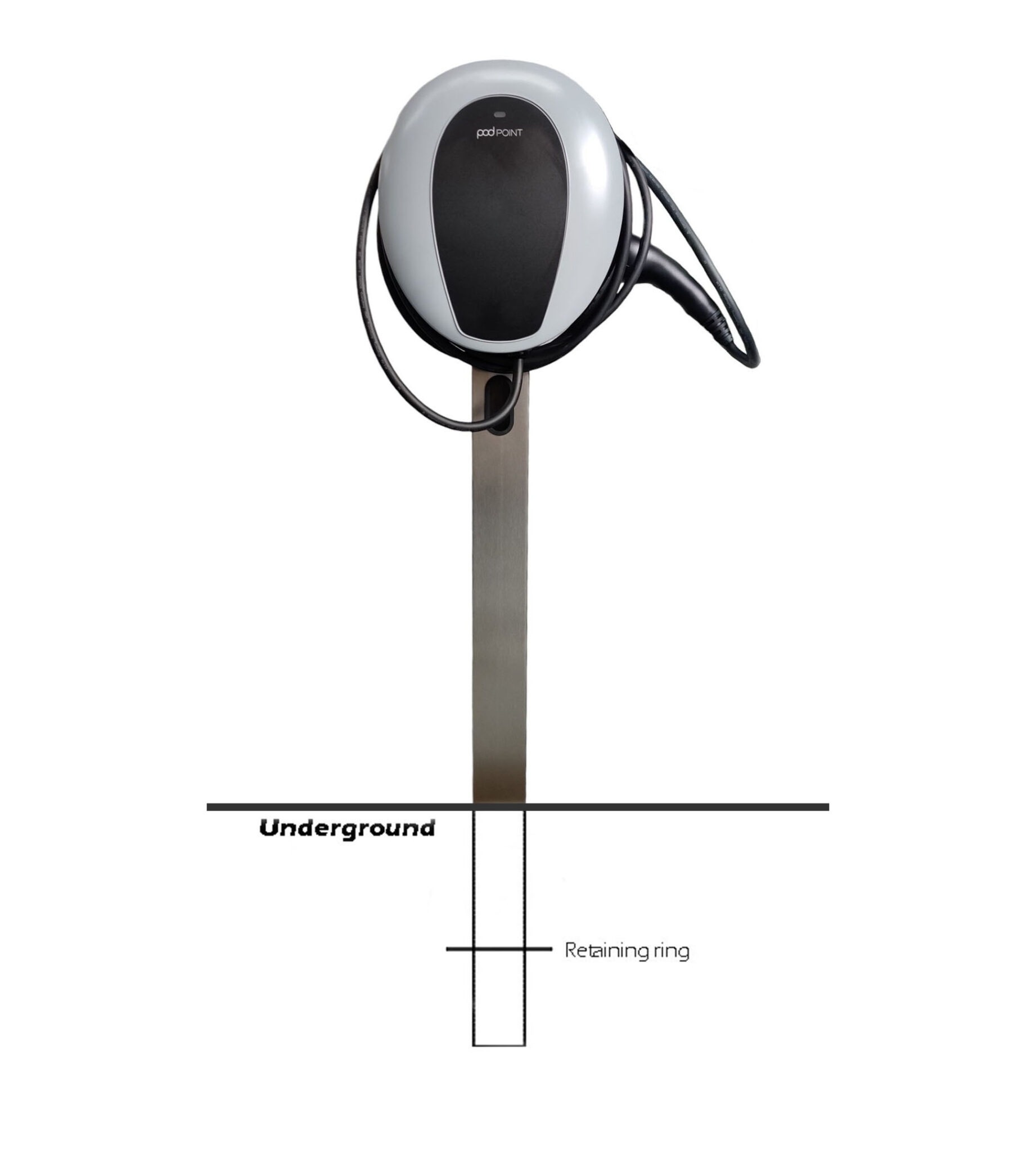 Pod Point Solo 3 Tethered post. Ground rooted square – UK EV Installers ...