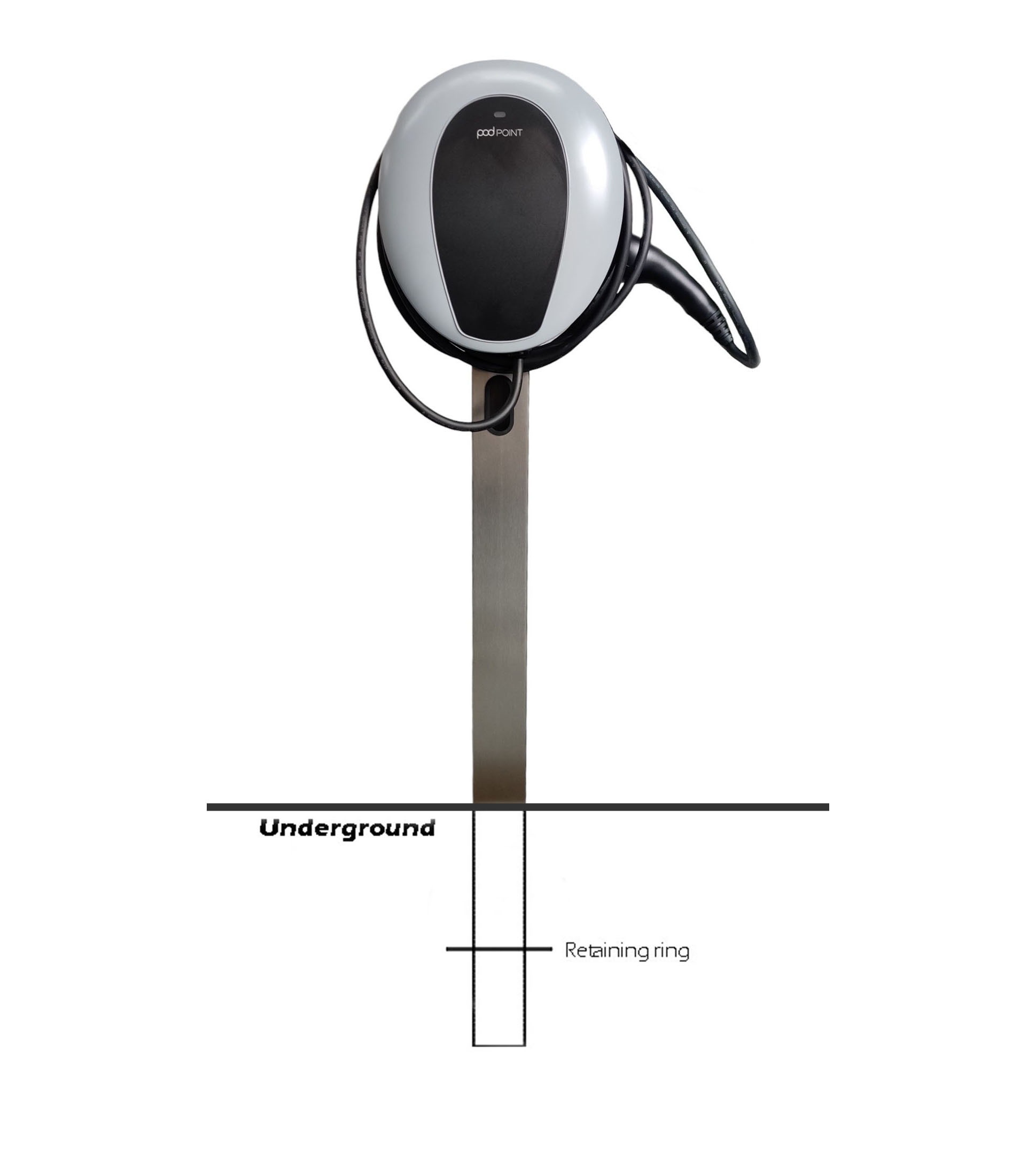 Pod Point Solo 3 Tethered post. Ground rooted square – UK EV Installers ...