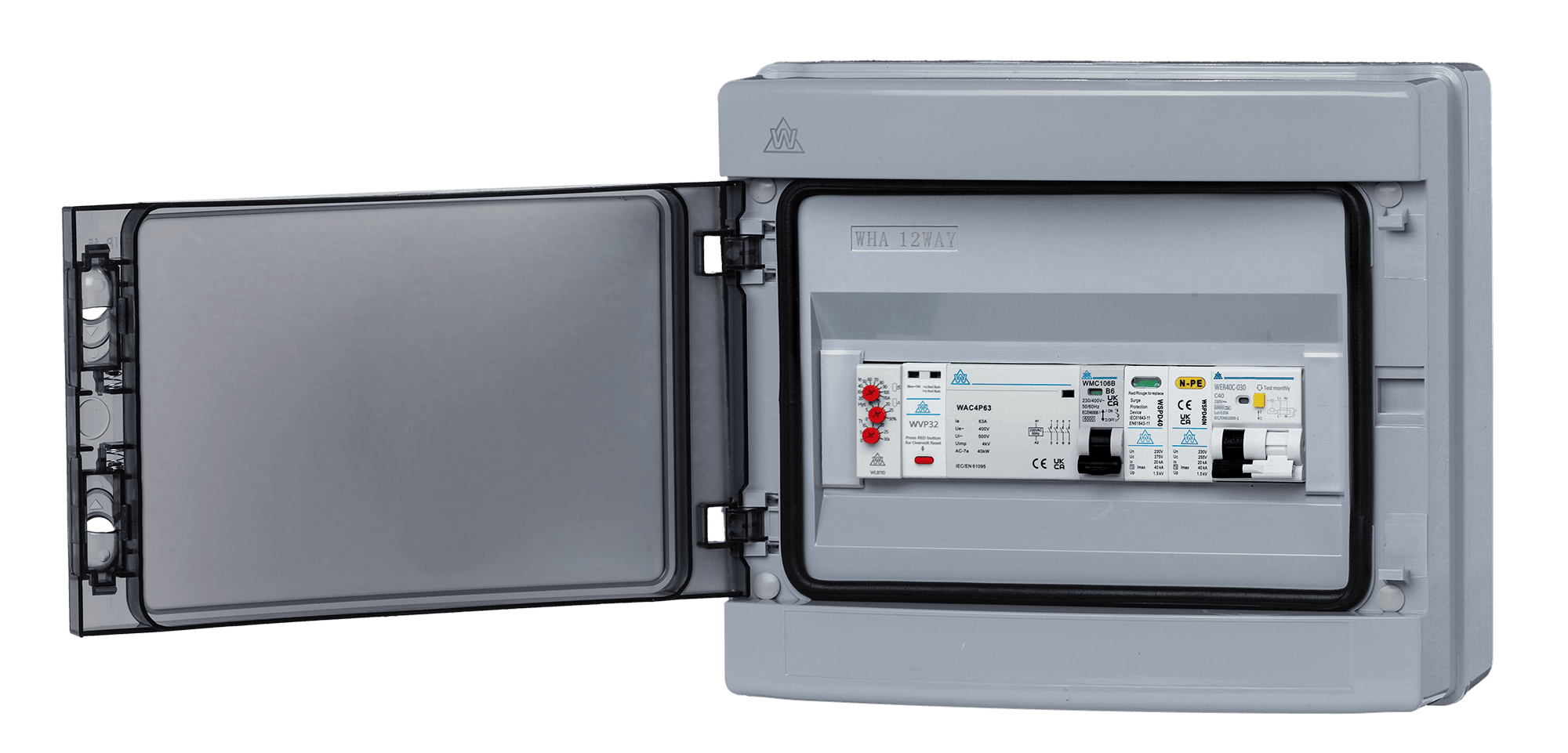 WCED IP65 External (Plastic) PME Board With Load Balancing (kWH meter ...