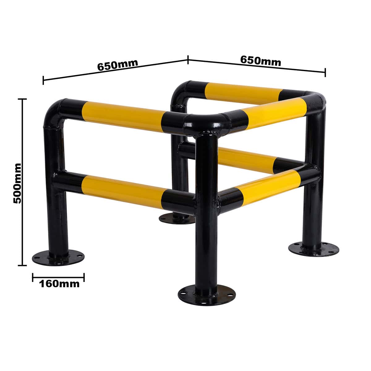 Charge M8 Steel Quad Post Barrier | 3 Side Protection| Black and Yellow ...