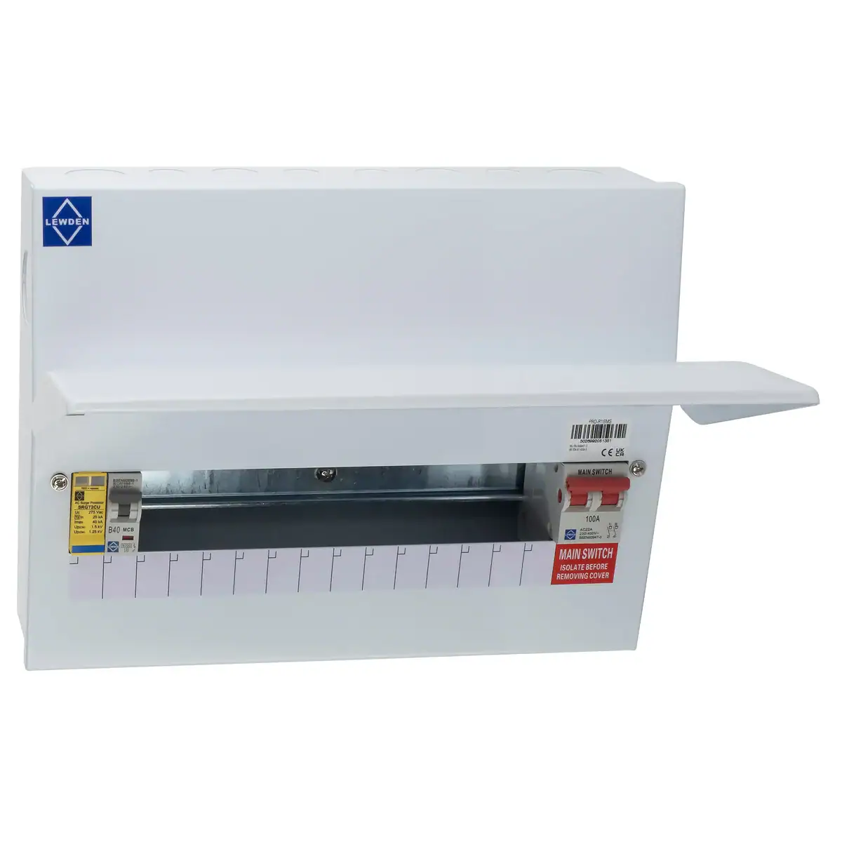 Lewden RCBO 14way Consumer Unit 100A M/S + TYPE 2 SPD Round Kos. PRO ...
