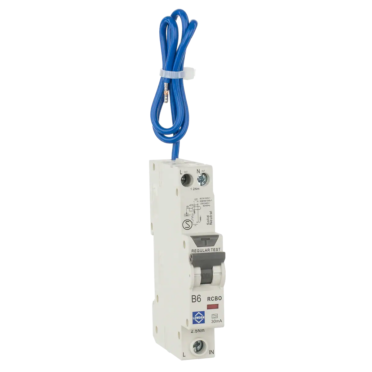 Lewden RCBO B06A-50A 30mA 1MOD 1P+ Solid N. RCBO-B**/30/SPA – UK EV ...