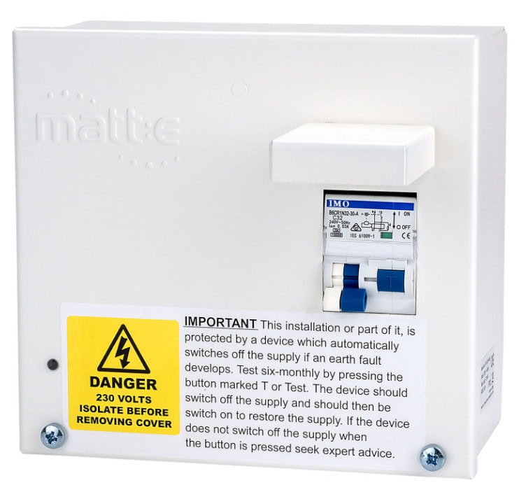 matt:e SP-EVCP-RC60-W Single phase connection centre with 32A double ...