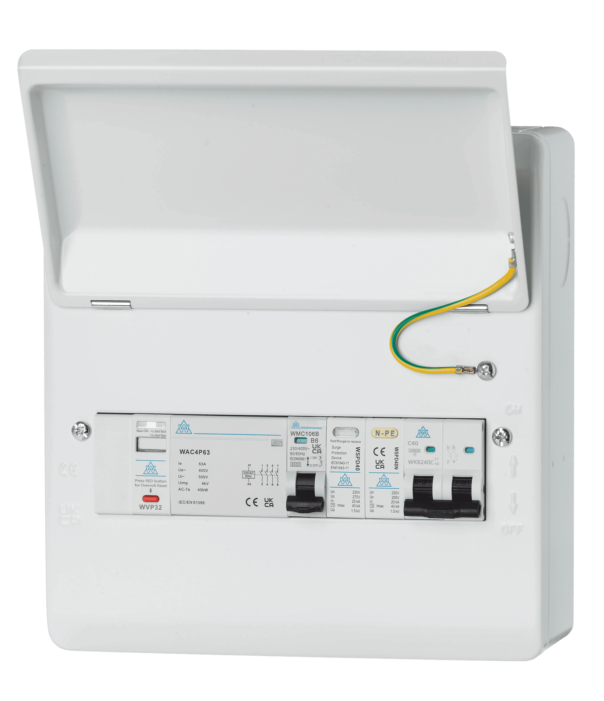 WCED WCED IP40 40A MCB + SPD PME Metal Loss Unit. WMKPME08/SP-C40 – UK ...