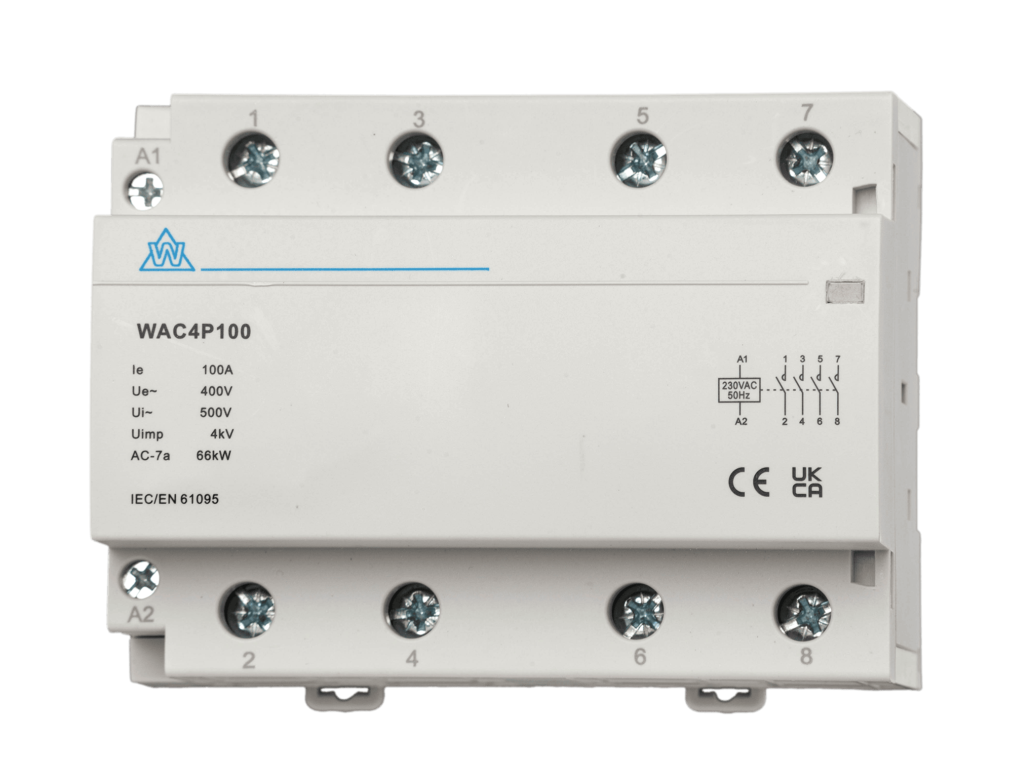 WCED 4 pole 100A 4NO AC Modular Contactor. WAC4P100 – UK EV Installers Shop