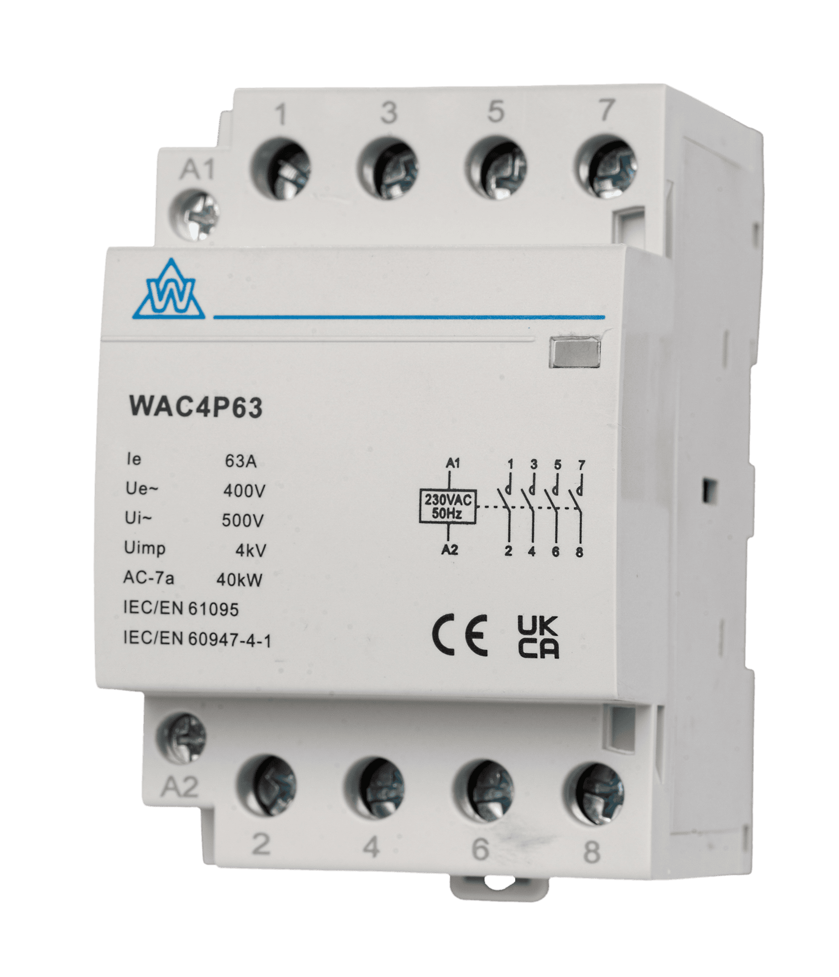 WCED 4 pole 63A 4NO AC Modular Contactor. WAC4P63 – UK EV Installers Shop
