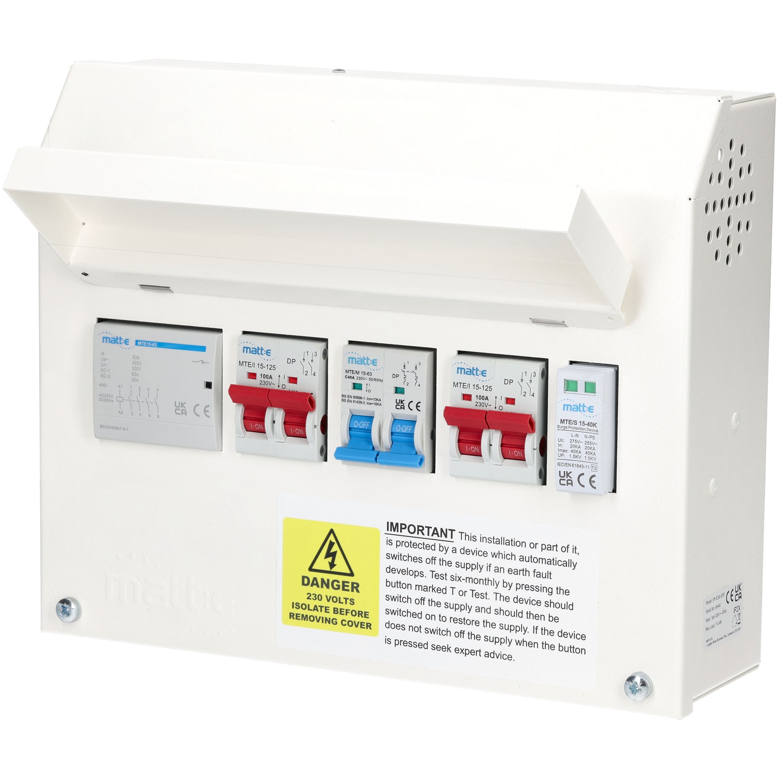 matt:e SP-IC100-SPD Single phase unit & isolator for loads up to 7.4kW ...