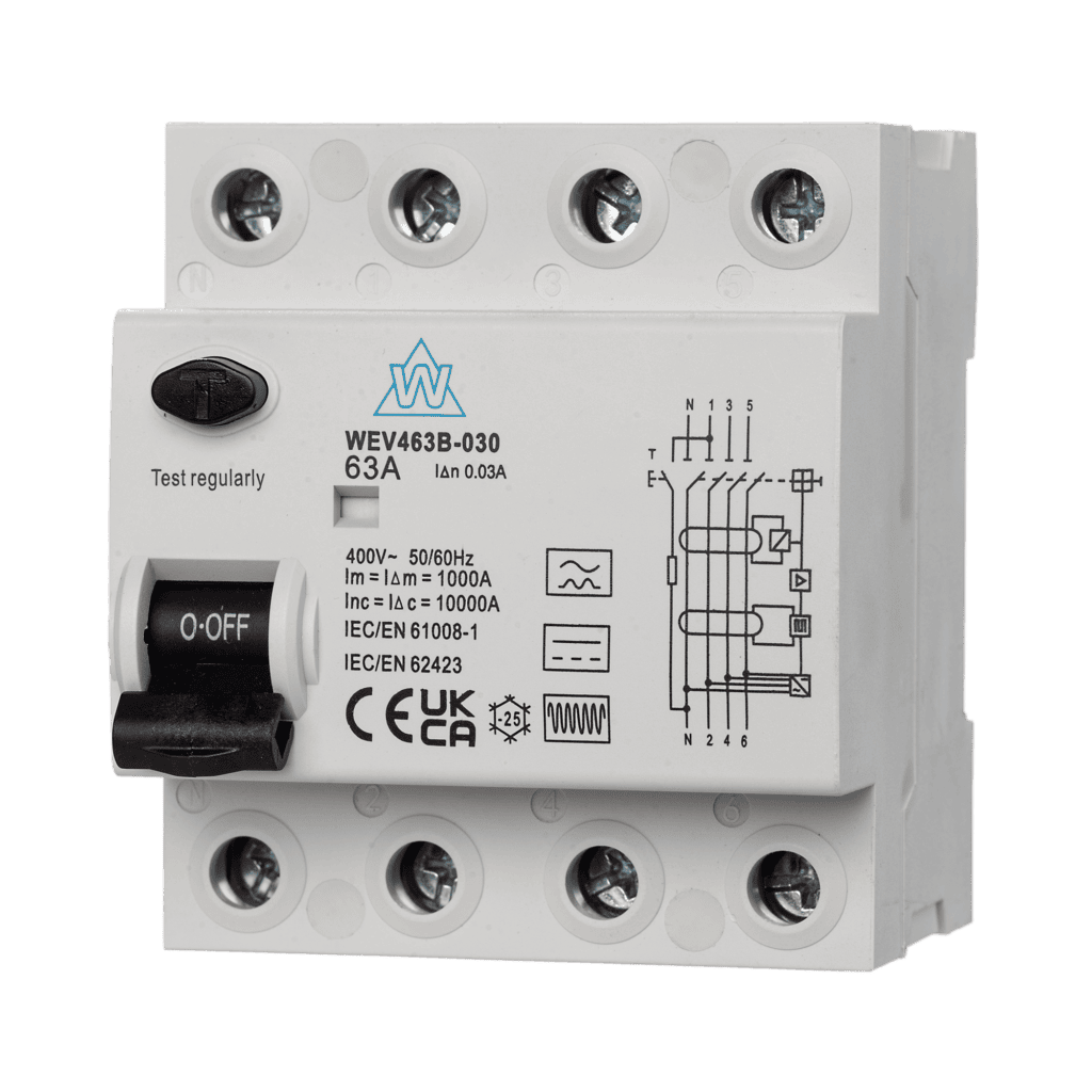 WCED 4 pole (*40,*63A) 30mA Type B RCD. WEV4**B-030 – UK EV Installers Shop