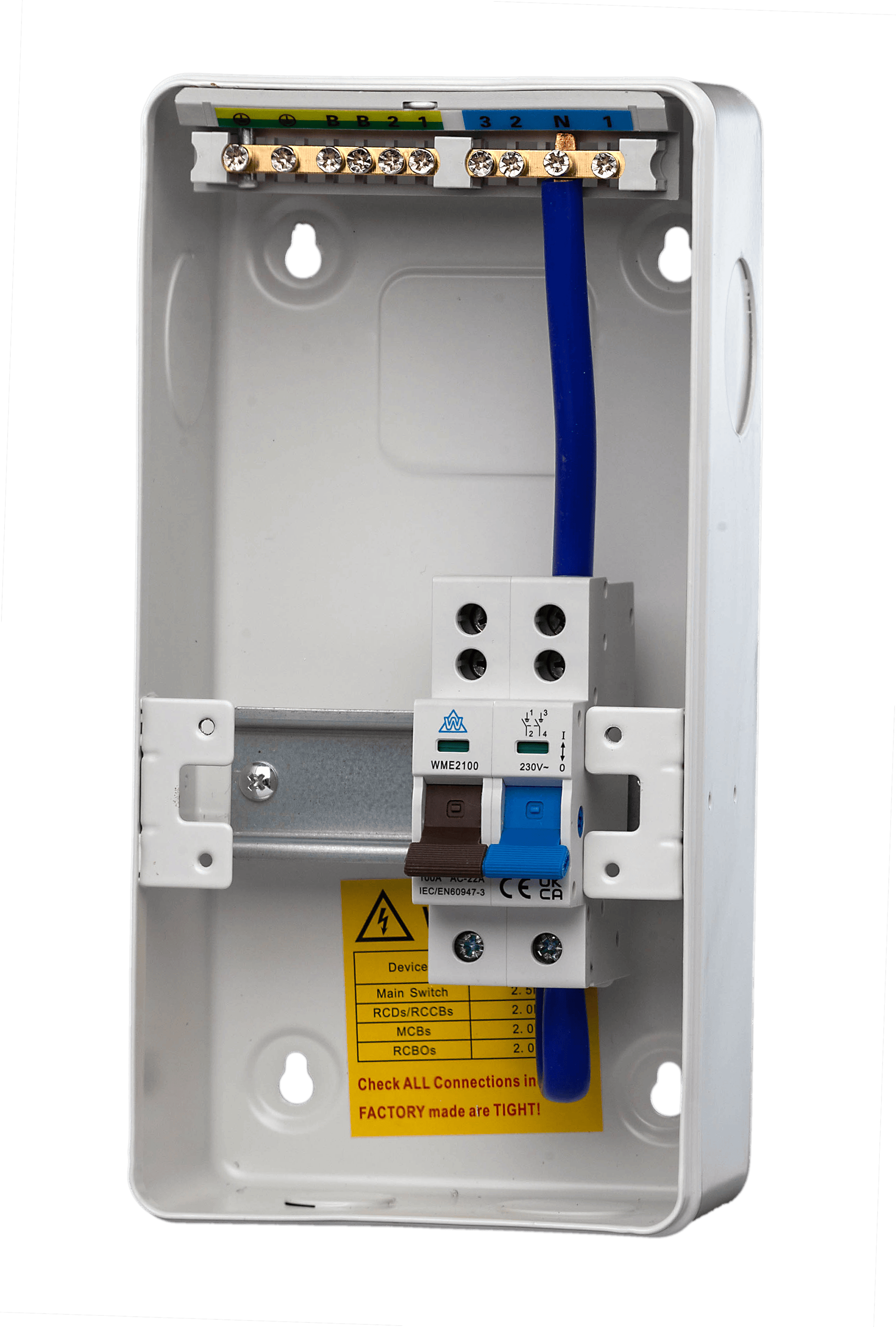 WCED 6 Mod 4 Way Main Switch Consumer Unit. WME06/MS100 – UK EV ...