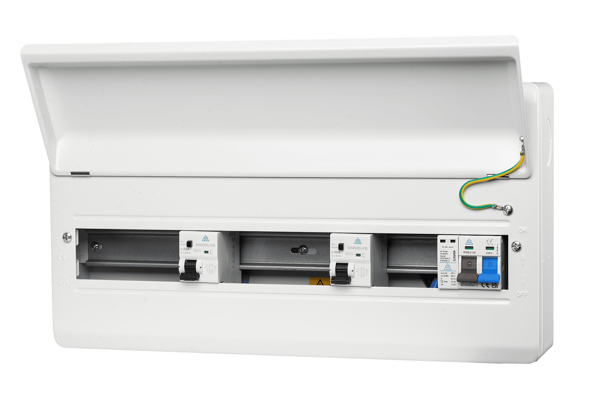 WCED 22 mod 14 ways Twin 100A MS 2x 80A RCD+ SPD Metal Consumer Unit ...