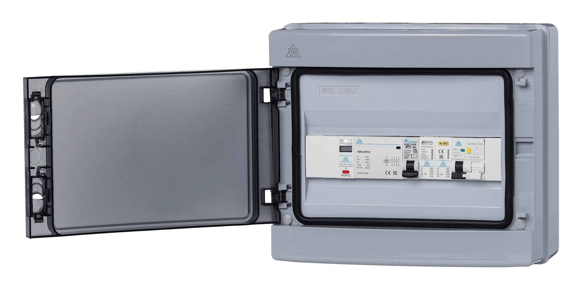 WCED 8 mod IP65 40A RCBO + SPD PME Plastic Loss Unit. WPEPME08/SP – UK ...
