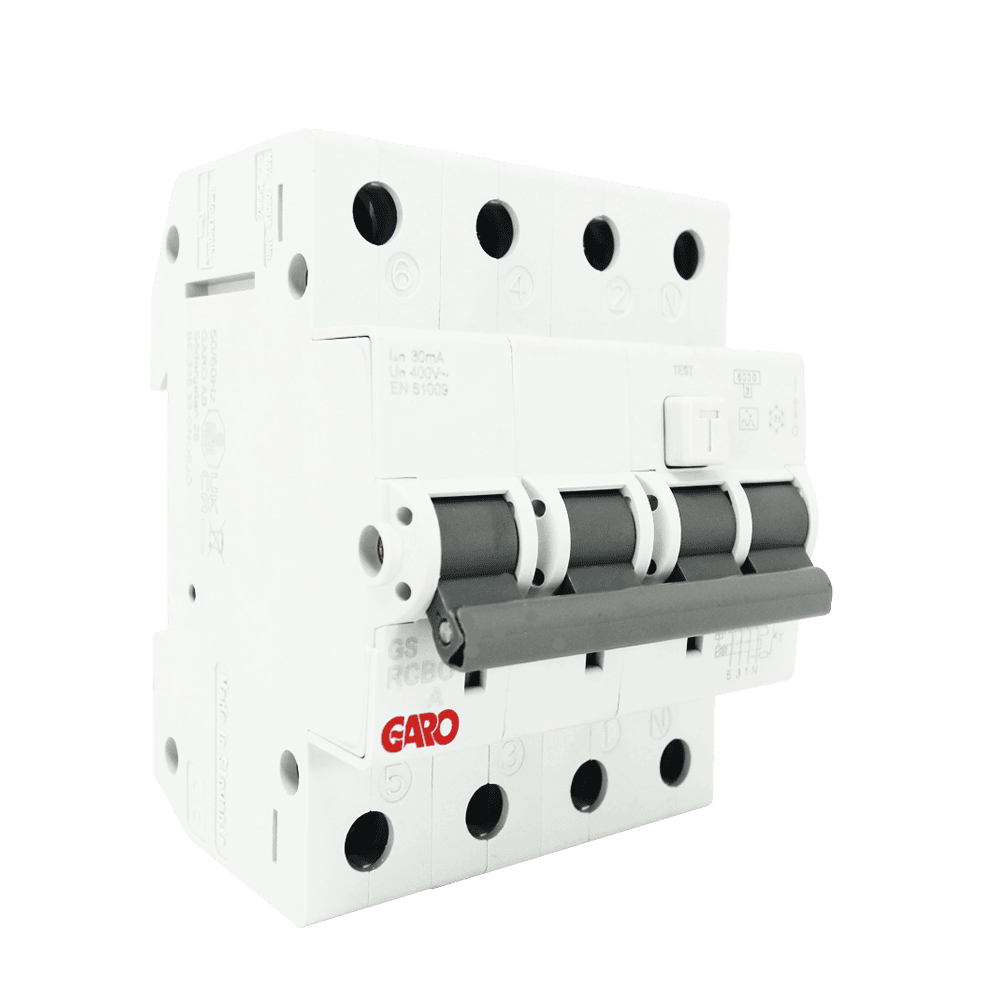 Garo RCBO 6kA 4 module 6-32A 4-pole B Curve. RCBOGSB** – UK EV ...