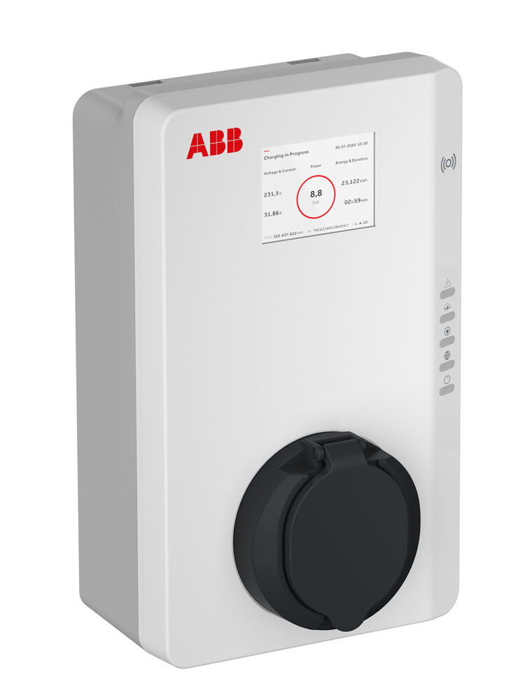 ABB Terra AC wallbox type 2, socket with shutter, 1- phase/32 A, MID ...